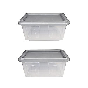 CX Clear Black & Yellow Storage Containers with Lids, Stackable (27 Gallon, 2-Pack)