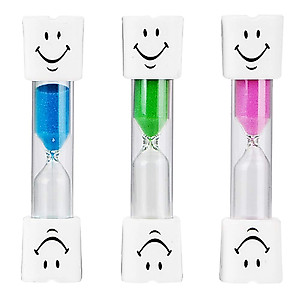 Brushing Timer, 3 Minute Dental Hourglass for Kids, Tooth Brushing Sand Timer (3 Pieces)