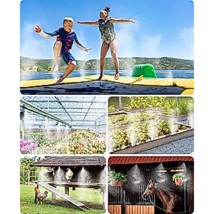 HOMENOTE Misting Cooling System 59FT (18M) Misting Line + 20 Brass Mist Nozzles + Brass Adapter(3/4") Outdoor Mister for Patio Garden Greenhouse Trampoline for Waterpark
