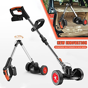 Electric Weed Wacker Battery Operated, Weed Eater Lawn Cordless String Trimmer Battery Power, Grass Cutter Machine, Adjustable Cutting Angle & Height Brush Cutter for Garden and Yard