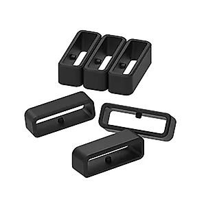 22MM Replacement Fastener Rings Compatible with Garmin Fenix 5,Fenix 6, Fenix 7 Bands(Pack of 6) Silicone Connector Security Loop Keepers Ring for Instinct,Instinct 2/Fenix 5 6 Plus Smartwatch,Black