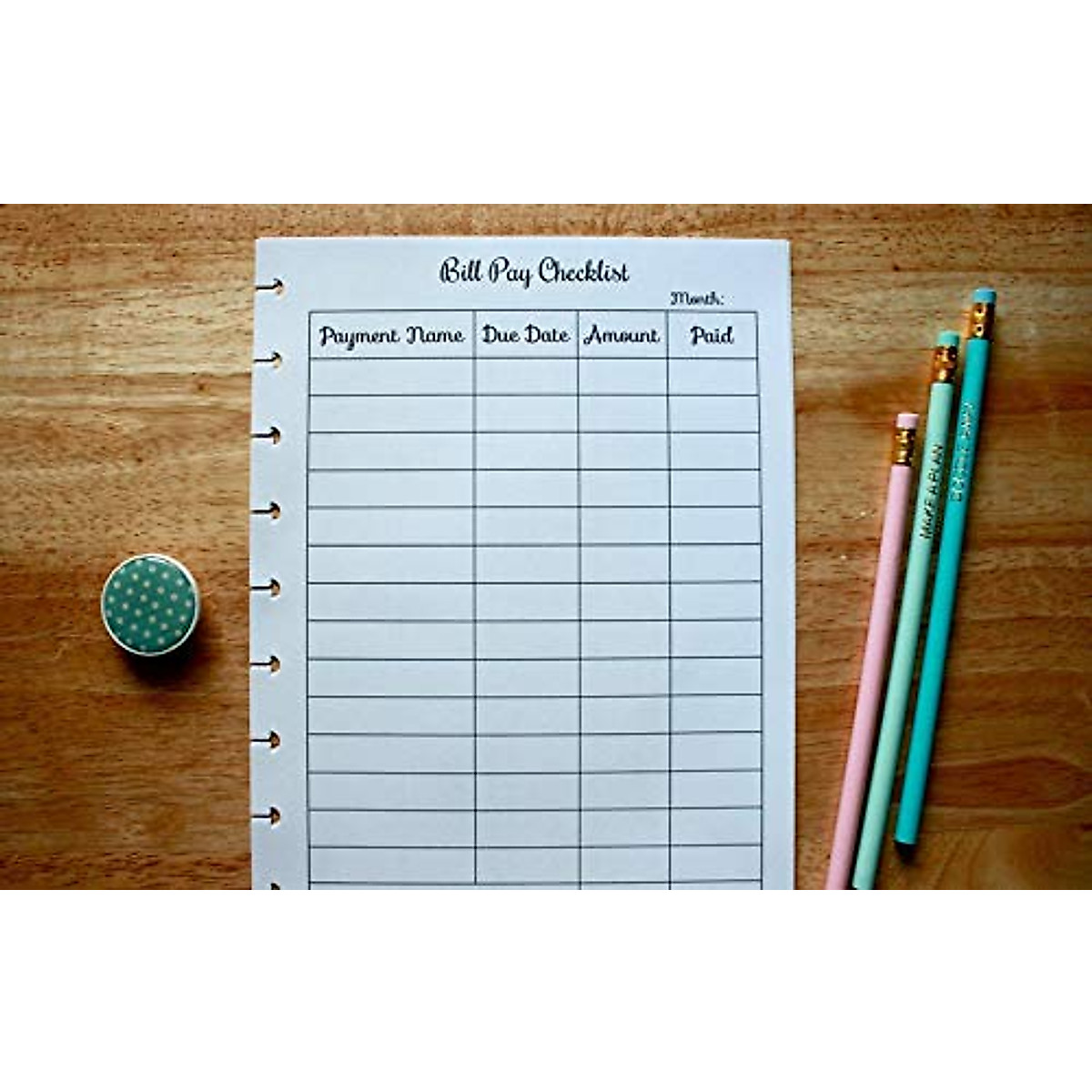 Monthly Budget Forms Bill Pay Checklist for 9-Disc Planners, Fits 9-Disc Notebooks, 7"x9.25" (PLANNER, TABS and the RINGS are NOT INCLUDED)