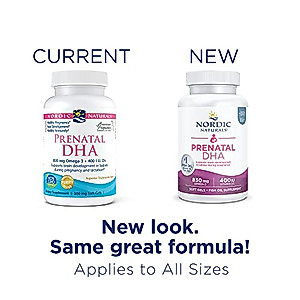 Nordic Naturals Prenatal DHA, Unflavored - 180 Soft Gels - 830 mg Omega-3 + 400 IU Vitamin D3 - Supports Brain Development in Babies During Pregnancy & Lactation - Non-GMO - 90 Servings