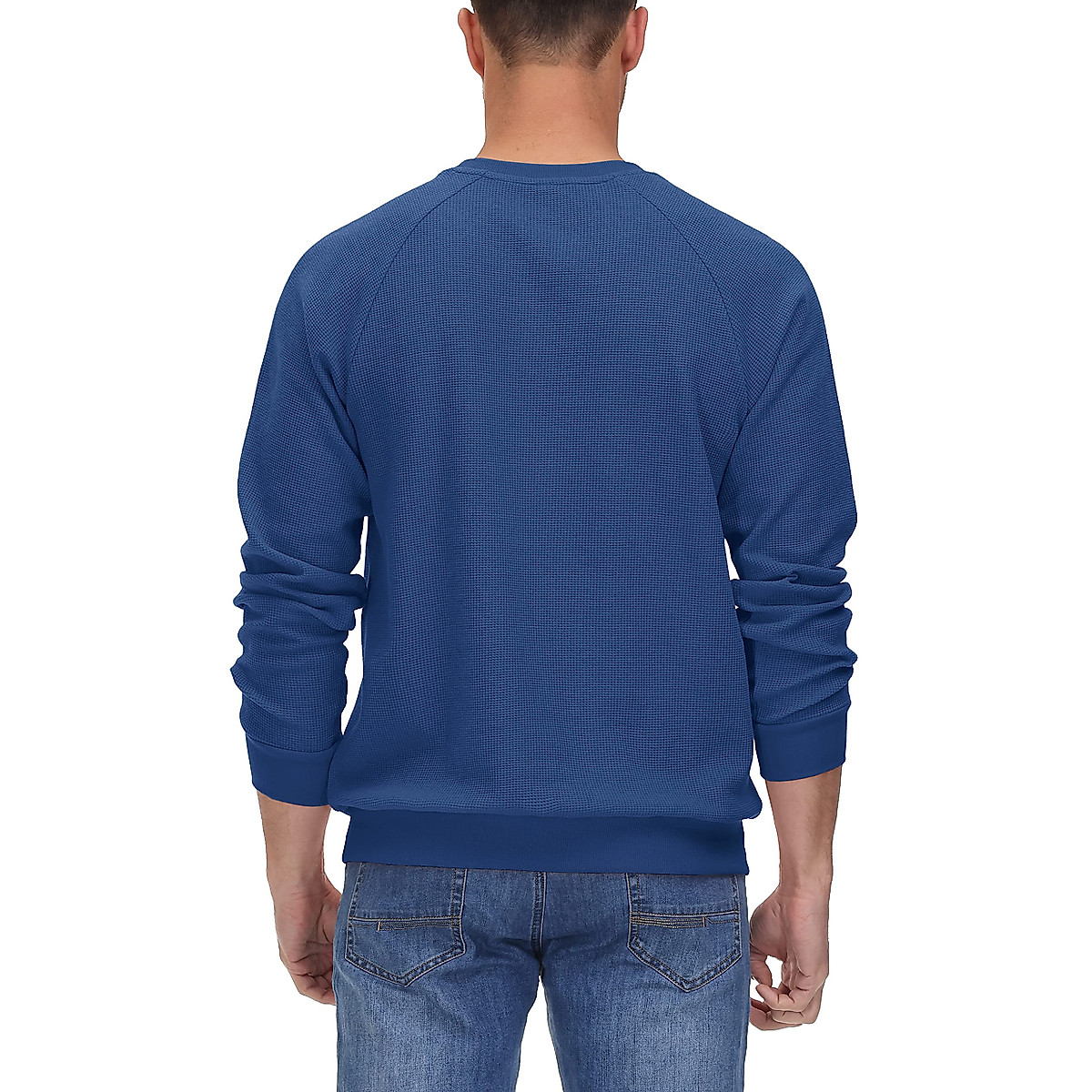 MAGCOMSEN Men's Light Spring Pullover Casual Crewneck Sweatshirts Lightweight Long Sleeve Shirt Blue Grey,L