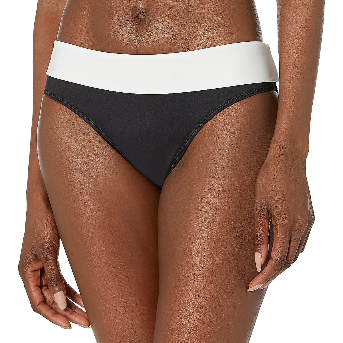 Skye Women's Standard Mid Waist Full Coverage Bikini Bottom Swimsuit, Balance Colorblock