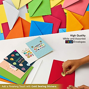 Dessie 30 Unique Happy Birthday Cards - 30 Gold Foil Birthday Cards Bulk With Message Inside. 32 White and Colored Envelopes, Perpetual Birthday Calendar and Gold Sealing Stickers Included In Box