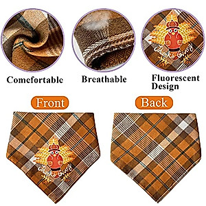 Chngeary Thanksgiving Dog Bandana(2 Pack),New Plaid Style Fall Dog Bandana with Turkey and Maple Leaf Pattern Dog Bandana for Small Medium Large Dogs Accessories Triangle Dog Thanksgiving Scarf…