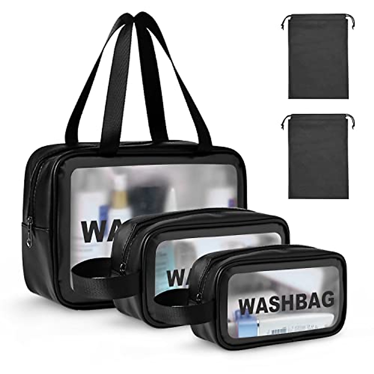 MicoSim Clear Toiletry Bag Set for Women Men, Translucent Waterproof Travel Makeup Bag with Handle, Large Capacity Sturdy & Leak Resistant Cosmetic Bag Pouch for Traveling,Accessories…