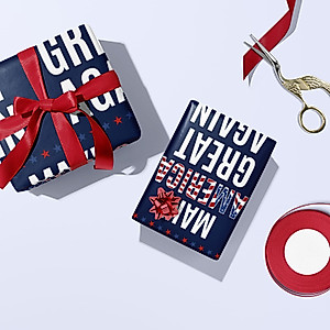 RUSPEPA Wrapping Paper Roll - Mini Roll - Make America Great Again Navy Pattern Great for Birthday, Holiday and Party - 17 Inches X 9.8 Feet