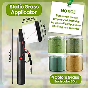 Tioncy Static Grass Applicator Mini Static Grass Flocking with 4 x 60G Colors Grass ABS Applicator with Anti Slip Handle Flocking Kit for DIY Scenic Modelling Sand Table Miniatures Landscape Craft