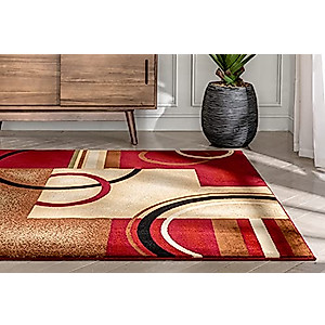 Well Woven Barclay Arcs & Shapes Red Modern Geometric Area Rug 5'3" X 7'3"