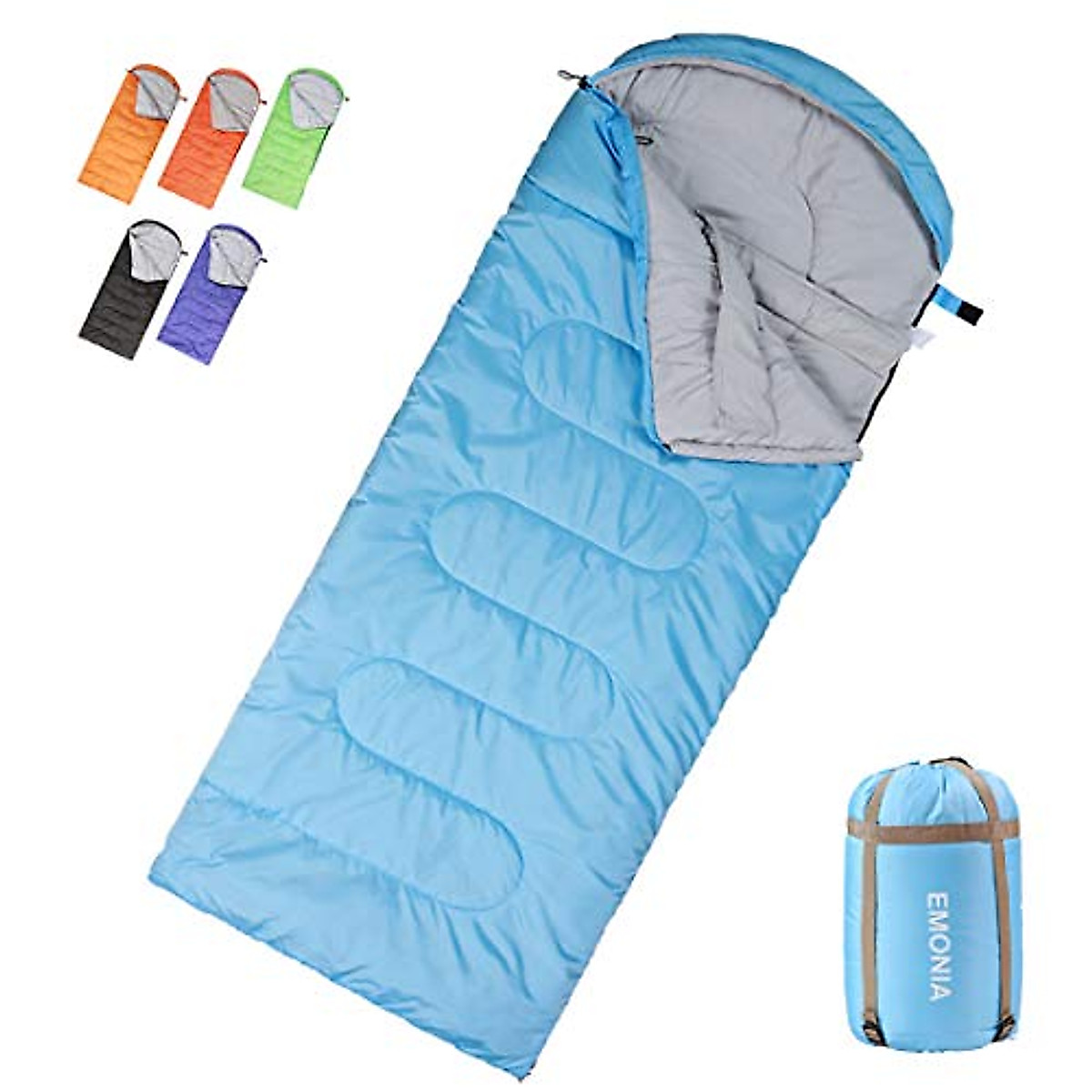 EMONIA Camping Sleeping Bag, 3-4 Season Waterproof Outdoor Hiking Backpacking Sleeping Bag Perfect for Traveling,Lightweight Portable Envelope Sleeping Bags for Adults,Kids,Girls and Boys