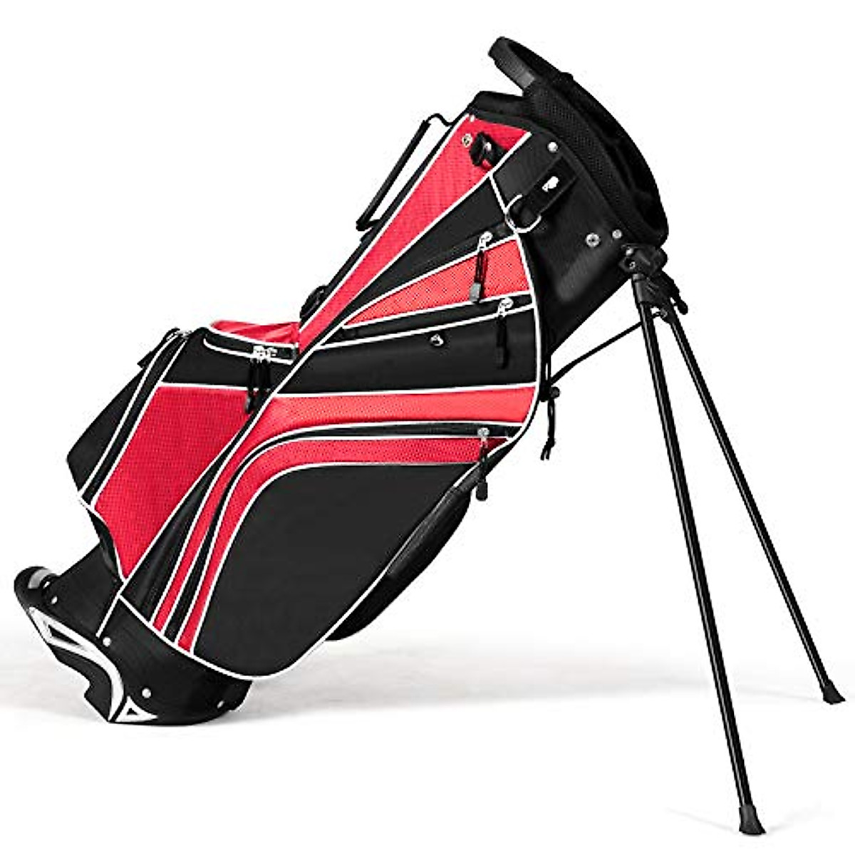 Tangkula Golf Stand Bag with 6 Way Top Dividers, Lightweight Golf Bag with Adjustable Dual Strap & 8 Pockets, Waterproof Rain Hood, Portable for Men Women