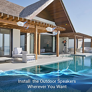 Herdio 4 Inch 200 Watt Outdoor Indoor Bluetooth Speakers,Wall Mount Waterproof Wired for Patio,Deck,Yard,Garage(White)