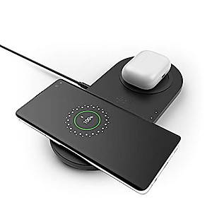 Belkin Quick Charge Dual Wireless Charging Pad - 10W Qi-Certified Charger Pad for iPhone, Samsung, Apple Airpods & More - Charge While Listening to Music, Streaming Videos, & Video Calls - Black