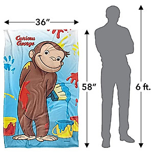 Trevco Curious George Paint Silky Touch Super Soft Throw Blanket 36" x 58"