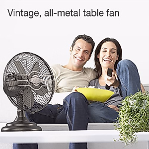 Lasko Oscillating Table Top Fan, Portable, 3 Quiet Speeds, for Bedroom, Kitchen and Office, 17", Bronze, R12210