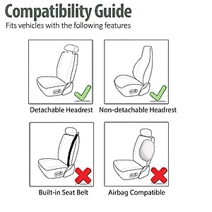 FH Group Automotive Car Seat Covers Gray Interior Front Seats Only Accessories High Back Combo Classic Cloth Car Seat Cover Front Set Universal Fit Cars Trucks and SUV Car Interior Accessories