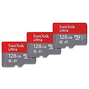 SanDisk 128GB 3-Pack Ultra microSDXC UHS-I Memory Card (3x128GB) with Adapter [New Version]