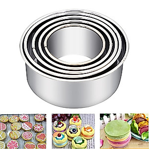 5Pcs Biscuit Cutters, Round Cookie Cutters / Stainless Steel Dumpling Skin Cutters / Cake Pastry Cutters / Scone Cutters Molds stamps for Cooking Baking (5Pcs Round Cookie Cutters)