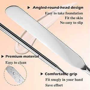 Penugo Picasso Makeup Spatula and Palette Set, Korean Makeup Spatula with Leather Cover, Stainless Steel Makeup Palette with Scraper Tool, Metal Foundation Palette for Cosmetic Pigment Blending（SS）