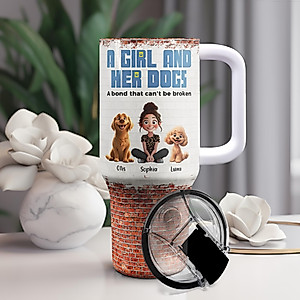 Macorner Personalized Dog Mom Gifts For Women 40oz Tumbler With Straw, Unbreakable Bond Of A Girl & Her Dogs, Dog Lovers Gifts For Women, Best Gifts For Dog Lover, Dog Mom Gifts, Gifts For Dog Mom