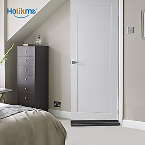 Holikme 2 Pack Door Draft Stopper Weather Stripping,Door Sweep,Adjustable Under Door Draft Blocker,Insulator, Suitable for Interior／Exterior Doors, 36” Length (Black)