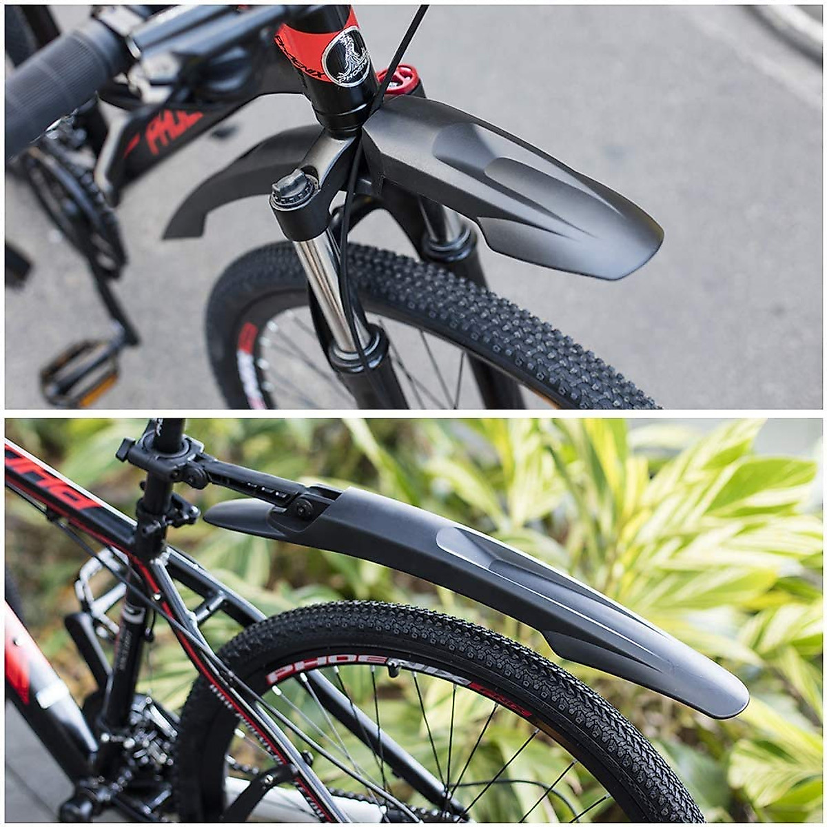 Noheiwur Adjustable Bicycle Mudguard Set Mountain Bike Fenders Rear Mudgaurds Set for Road Bikes Fits 26", 27.5", 29",Weight 7.2 Ounces