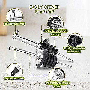 [2 PACK]AOZITA 17 oz Glass Olive Oil Dispenser Bottle Set - 500ml Clear Oil & Vinegar Cruet Bottle with Pourers, Funnel and Labels - Olive Oil Carafe Decanter for Kitchen