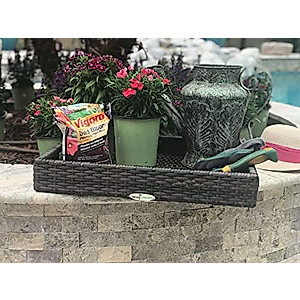 Outdoor/Indoor Hand Woven PE Rattan Large Serving Tray (Espresso)