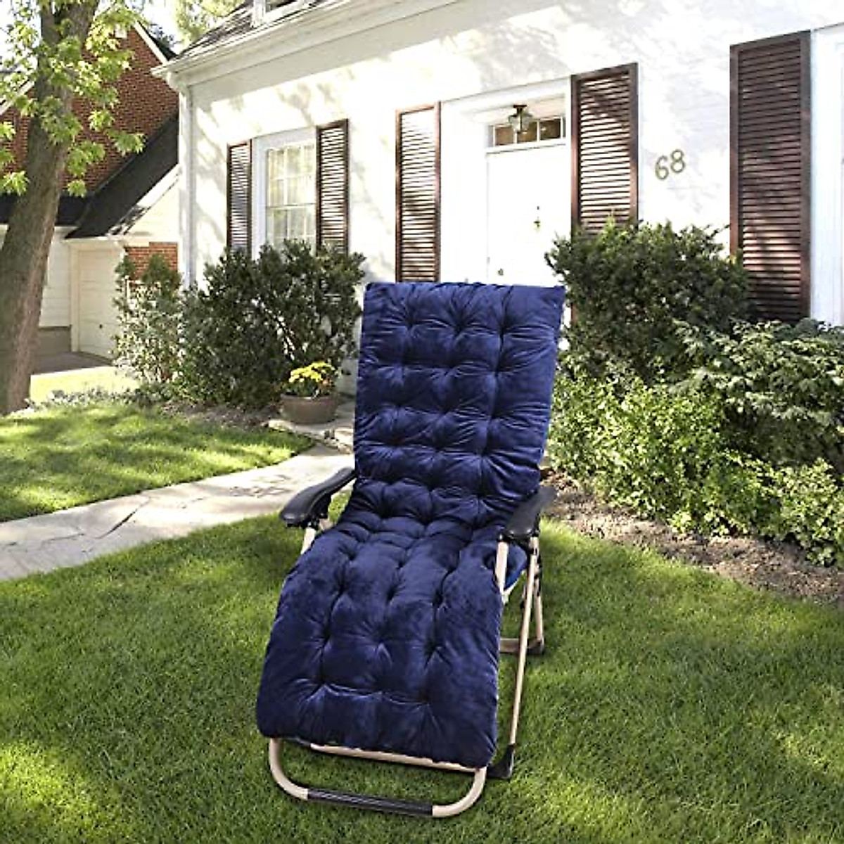REDCAMP Chaise Lounge Chair Cushion for Patio Furniture, Thicker Soft Comfortable Zero Gravity Chair Pad for Outdoor Indoor Home Office, Blue 65"x21"