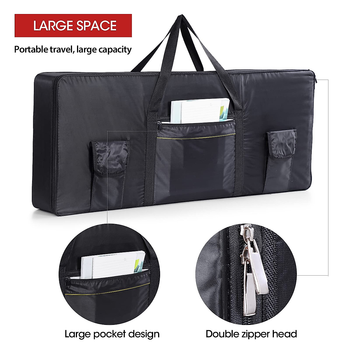 61 Key Keyboard Case, Keyboard Bag 40.2"x17.3"x5.9" Portable Water Repellency Keyboard Carrying Case with 3 Pockets (61 key keybord cover)"