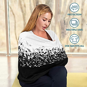 Stretchy Baby Car Seat Covers for Boys Girls Music Notes Infant Car Canopy Nursing Cover Breastfeeding Scarf