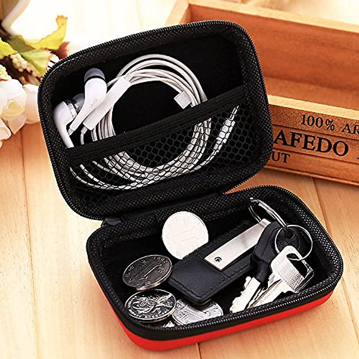 ZOSTLAND Cute Blue Alien ET Portable Storage Box, Electronics iPhone Accessories Organizer Bag EVA Carrying Case for Earphone Earbuds Wireless Headset U Disk Coin Key Earphone (Medium Stitch)