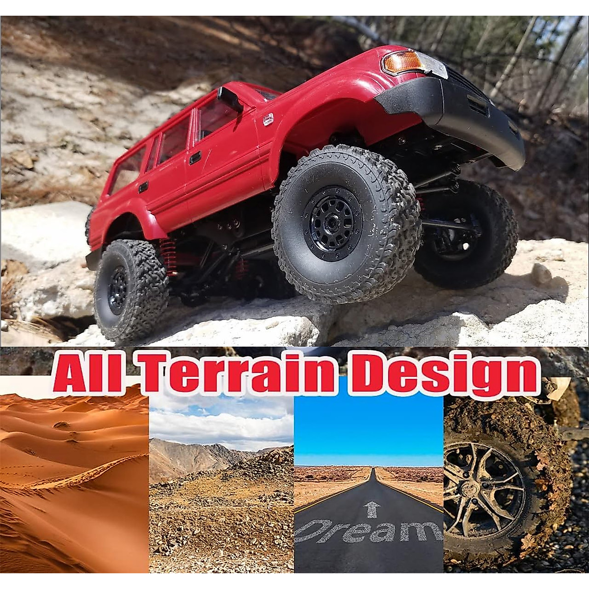 RC Rock Crawler 4x4 RC Truck WPL C54 1/16 RC Crawler RTR Remote Control Truck Off Road 2.4G All Terrain with Proportional Steering 260 Motor, New Gearbox, Upgraded Chasis and Shock