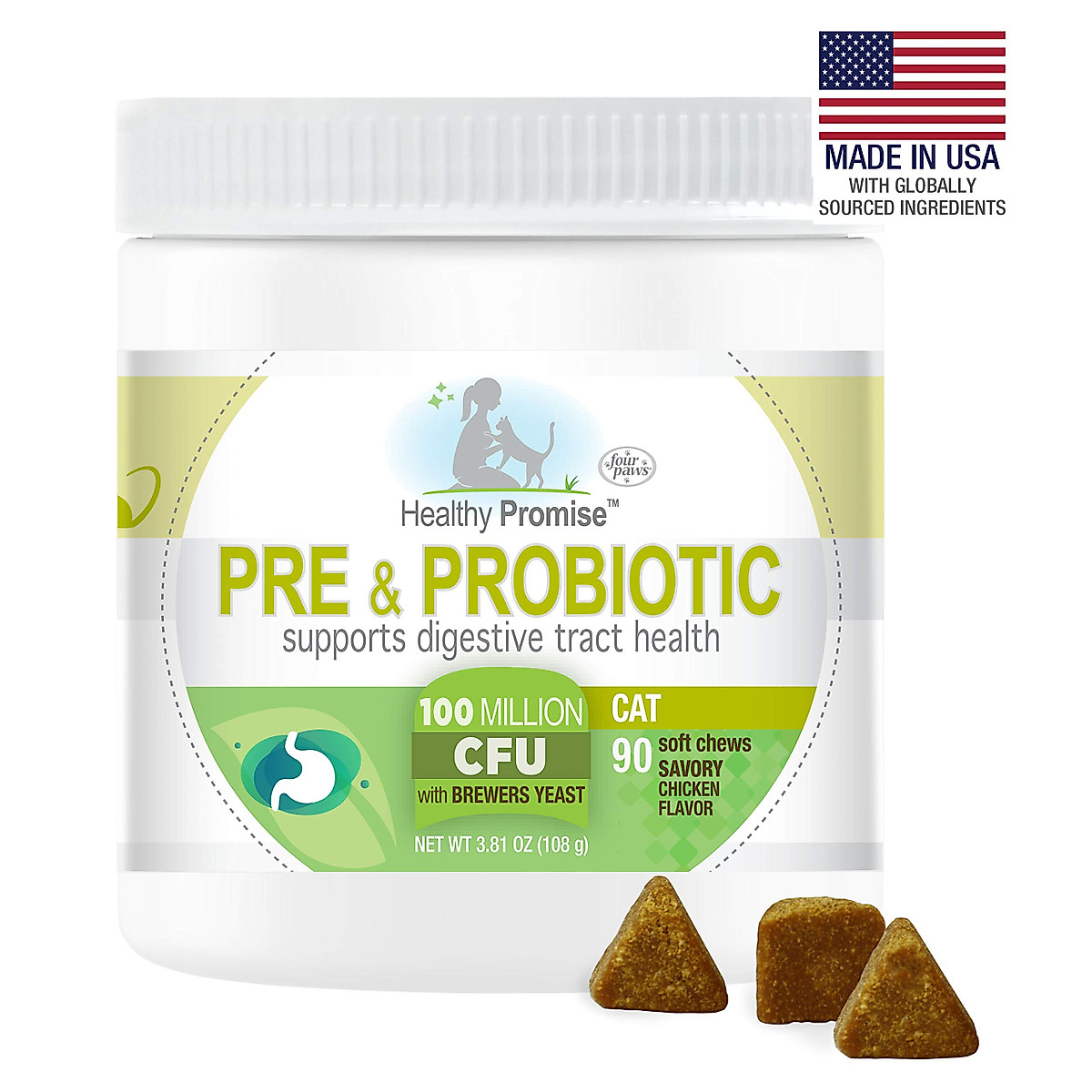 Four Paws Healthy Promise Pre and Probiotics for Cats Soft Chews 90 Count