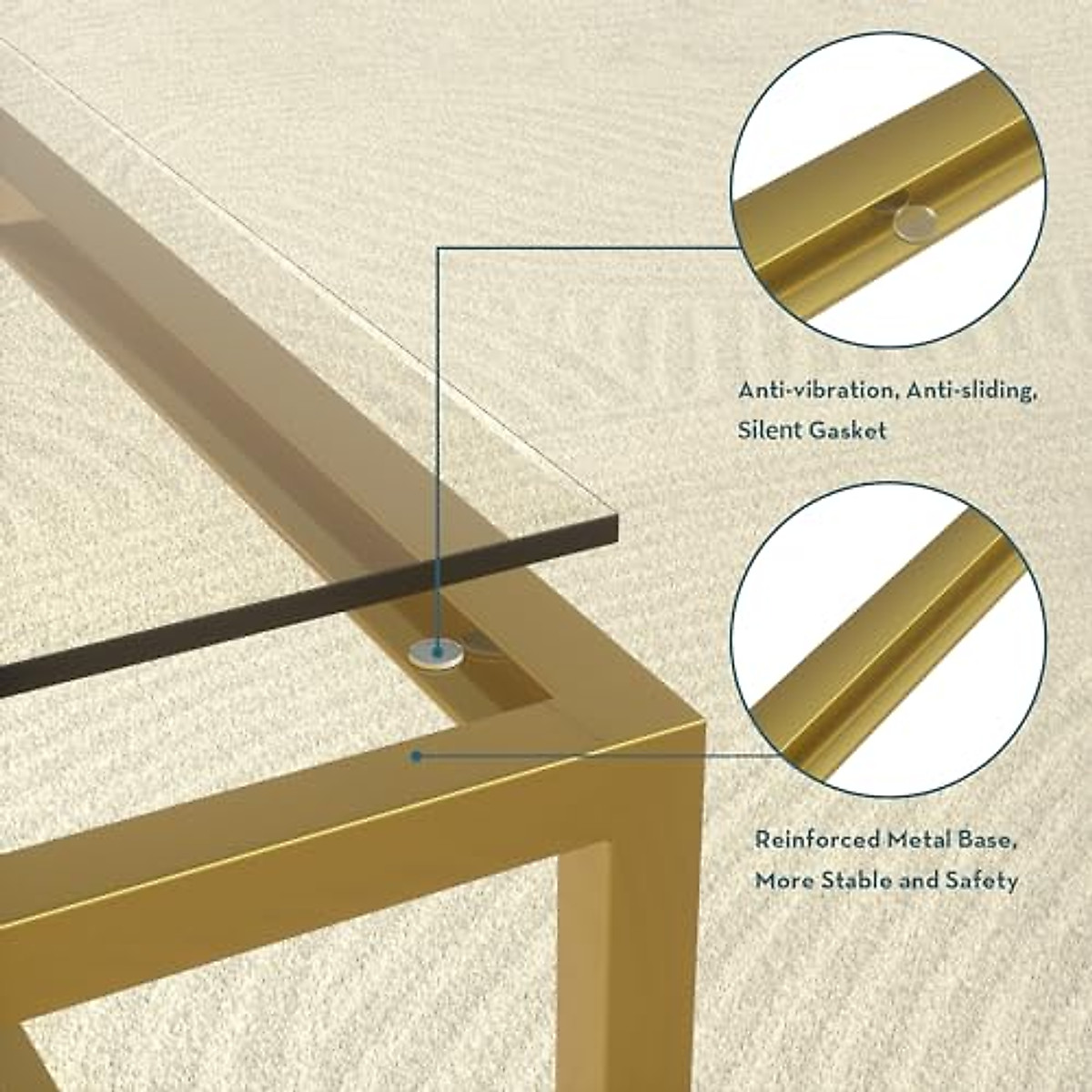 SAYGOER Glass Side Table Small Gold End Table for Small Spaces 2-Tier Square Night Stand with Storage Modern Bed Side Table with Gold Frame for Bedroom Living Room, Easy Assembly