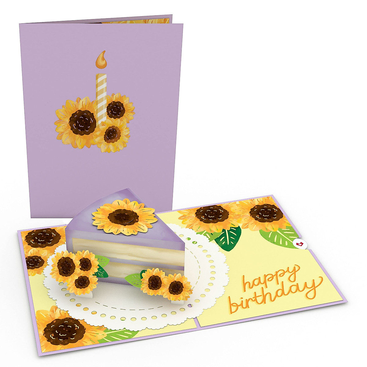 Lovepop Sunflower Birthday Cake Slice Pop Up Card – Sunflower Cards for Women – 3D Pop-Up Greeting Card, Birthday Card for Mom, 5 x 7”