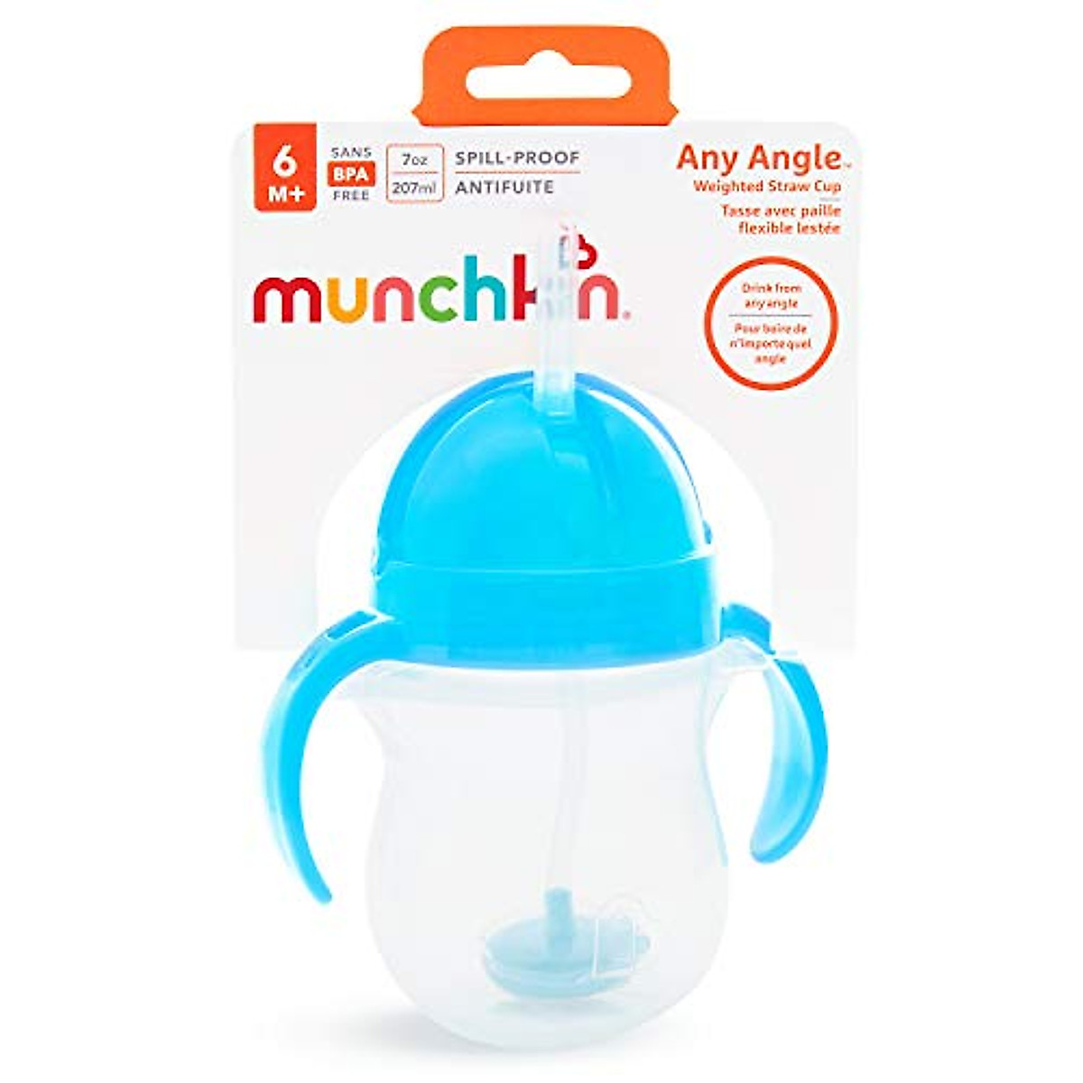 Munchkin® Any Angle™ Weighted Straw Trainer Cup with Click Lock™ Lid, 7 Ounce, Blue
