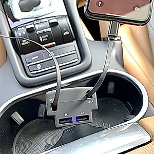 Retractable Car Charger, Fast Charge 3.1A 47W, Retractable Cables (3Ft) and 2 USB Ports Car Charger Adapter, Compatible with iPhone & Android Cell Phones,Car Accessories Interior