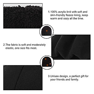 mysuntown Beanie Hat Scarf and Glove Set, Winter Beanie Neck Warmer, Women Hats 3-Piece, Touchscreen Gloves, Black