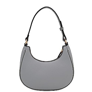 FashionPuzzle Small Crescent Shoulder Bag Underarm Purse (Light Grey)