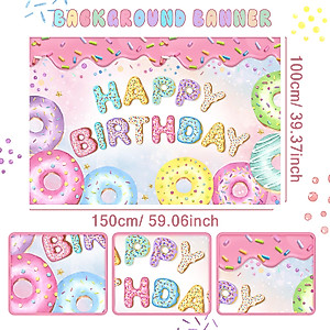 Donut Birthday Party Decorations,140Pcs Sweet One Balloon Garland Arch Kit and Happy Birthday Backdrop,Pastel Confetti Donut Foil Balloons for Donut Grow Up Baby Shower Decor Two Sweet Party Supplies