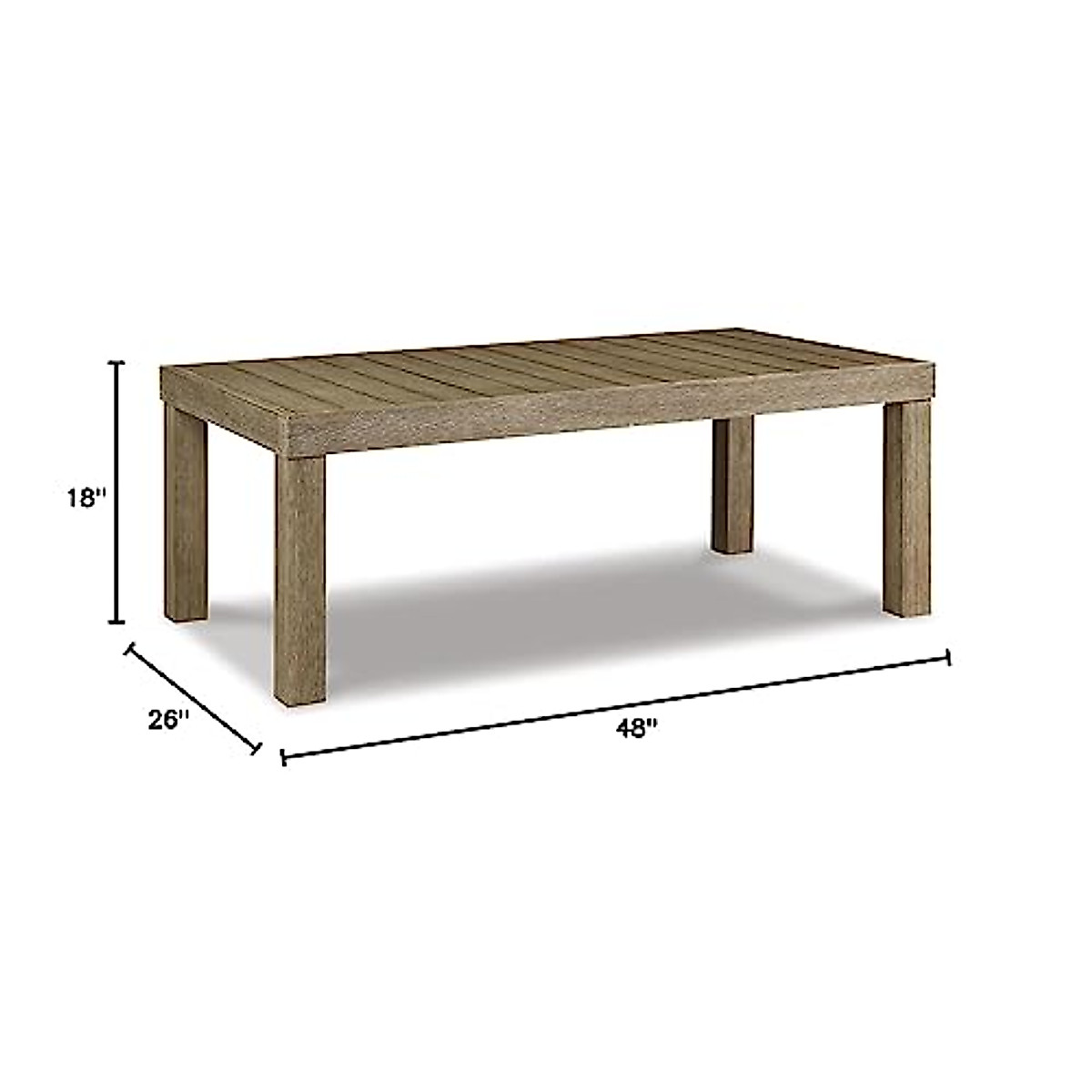 Signature Design by Ashley Outdoor Silo Point Eucalyptus Patio Coffee Table, Brown