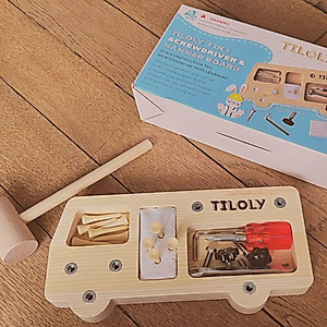 Montessori Toys for 3 Year Old and Up - Real Life Tools Wooden Toy Hammer & Screwdriver Board Set - Fine Motor Skills Toys for 3-5 Year Old Montessori Toys for 4 Year Old Busy Board for Toddlers 3-5