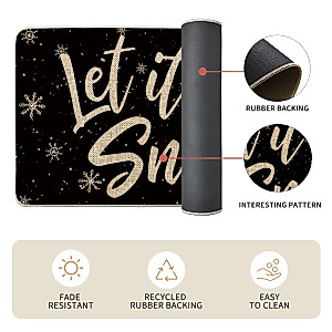 Artoid Mode Let It Snow Snowflake Snowman Light Christmas Decorative Kitchen Mats Set of 2, Home Party Low-Profile Kitchen Rugs - 17x29 and 17x47 Inch