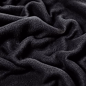 Dreamscene Large Warm Polar Fleece Blanket Twin Bed Soft Plush Sofa Microfiber Throw Over, Plain Black - 50" x 60" inch