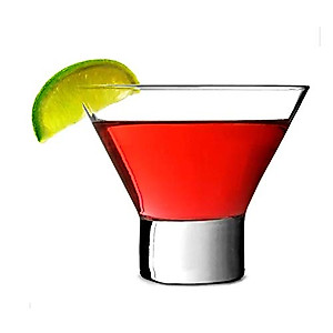 HISTORY COMPANY The Alfred Hitchcock Genuine Original “Tippi” Stemless Martini Cocktail Glass, 4-Piece Set (Gift Box Collection)