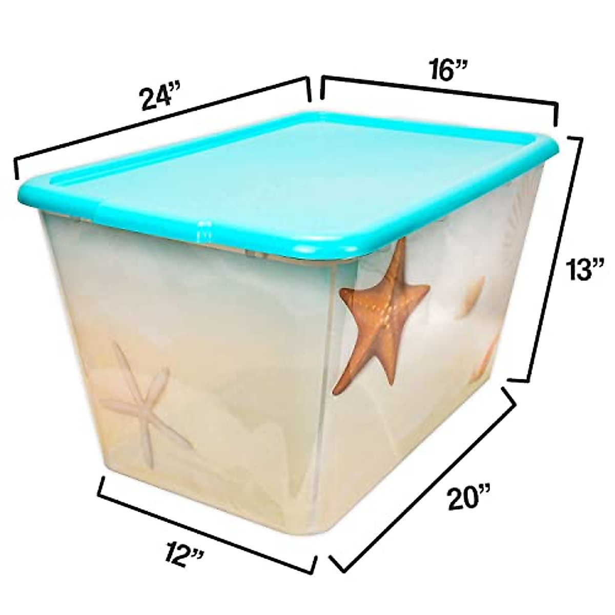 SIMPLYKLEEN 14.5-gal. Reusable Stacking Plastic Storage Containers with Lids, Seaside Beach (Pack of 4) Made in the USA