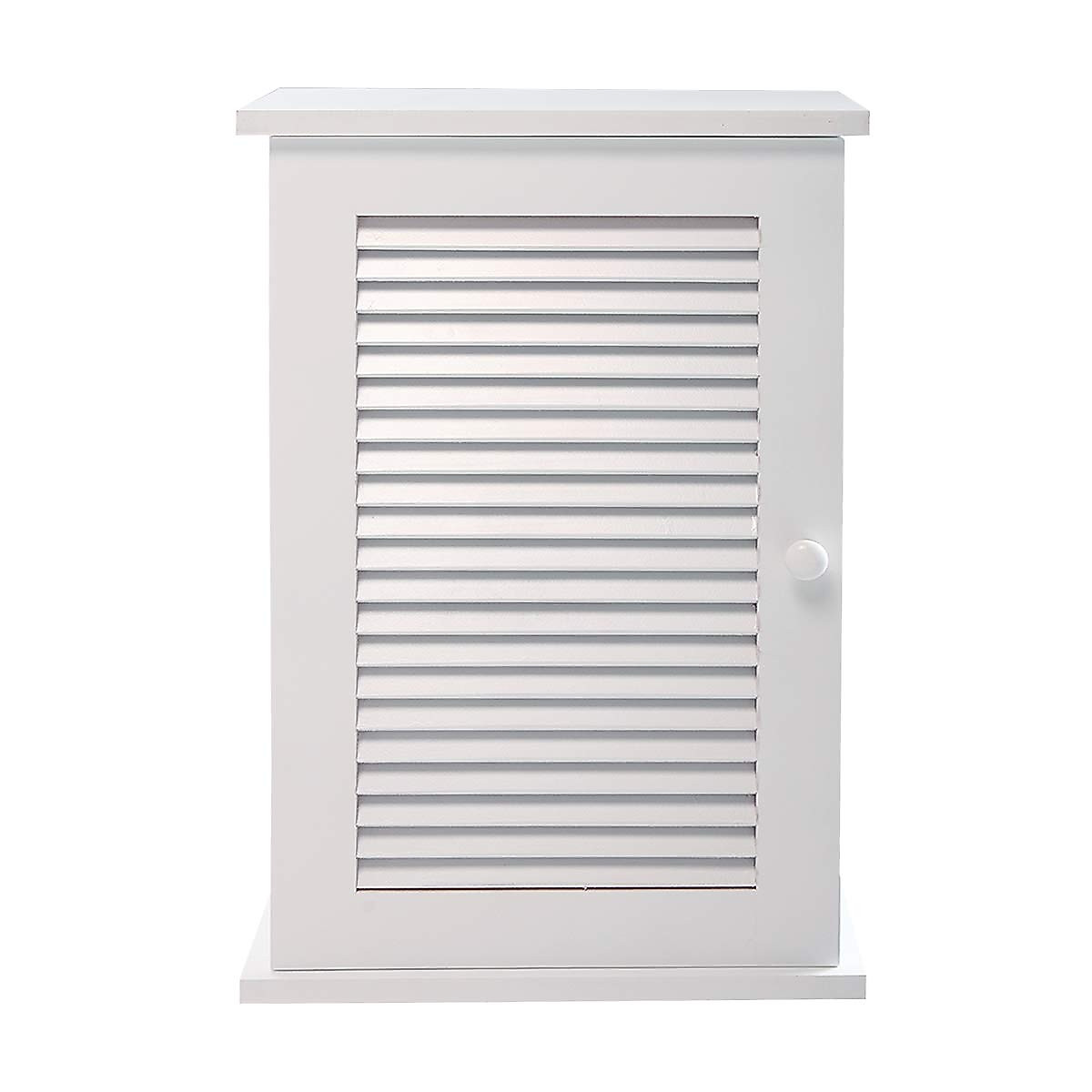 UIKJIM Wall Mounted Cabinet, White Bathroom Storage Cabinet with Louvered Door and 3 Shelves, Hanging Medicine Cabinet for Bathroom, Bedroom, Kitchen, Entryway